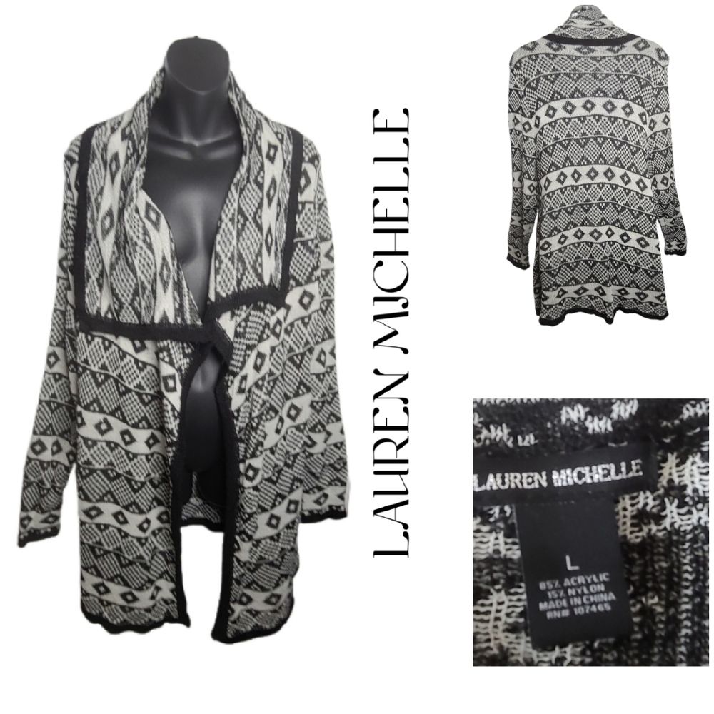 Lauren Michelle Aztec Print Open Front Cardigan - Gem